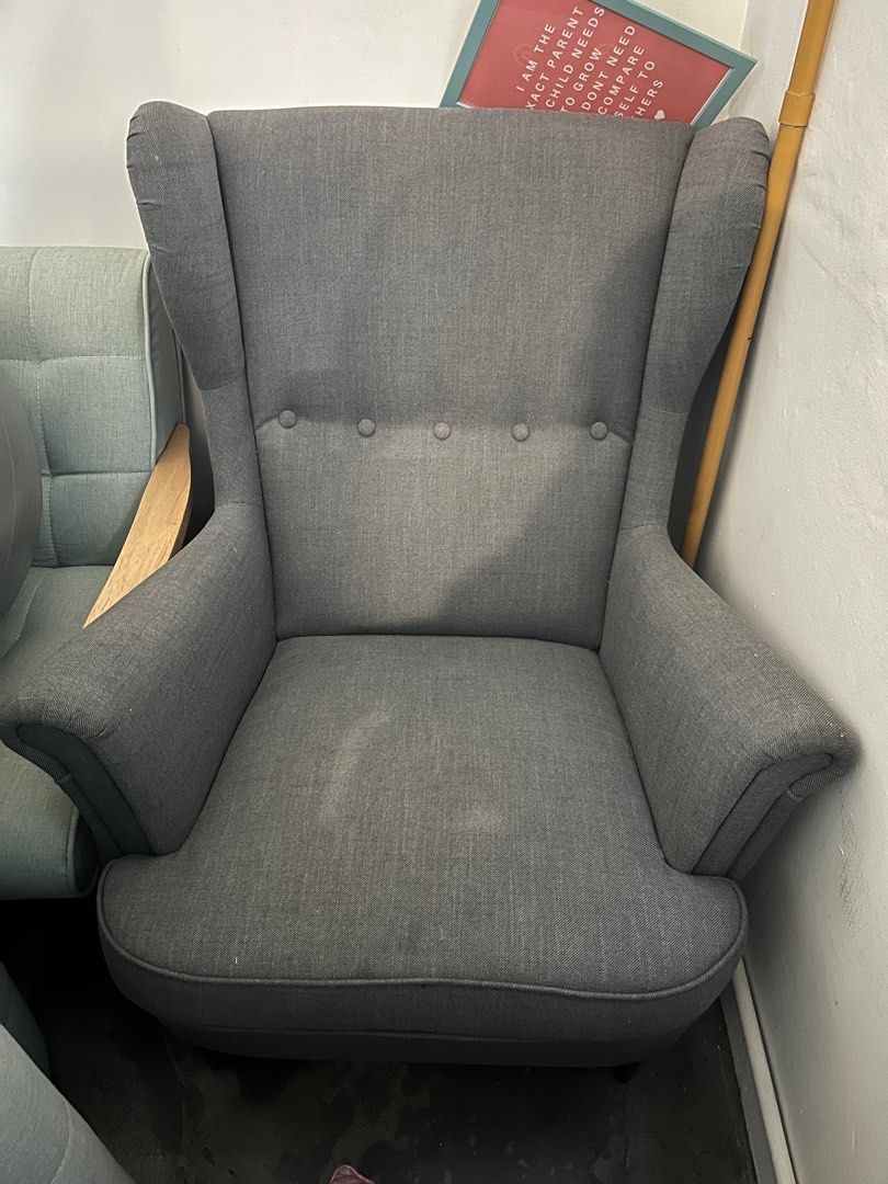 STRANDMON Wing chair, Nordvalla dark grey, Furniture & Home Living ...