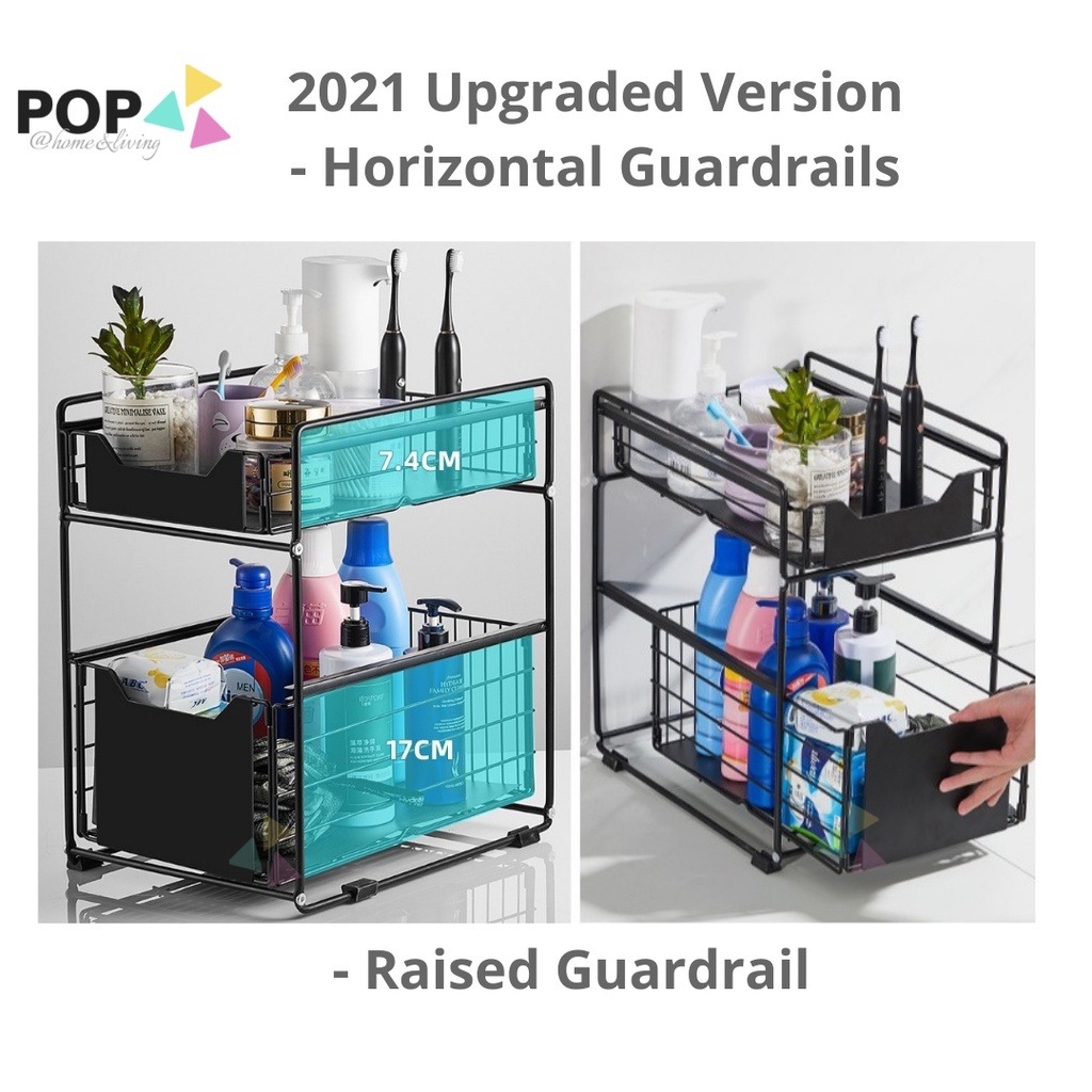 Upgraded Kitchen Organiser Drawer Rack Storage Shelf Bathroom Cabinet ...