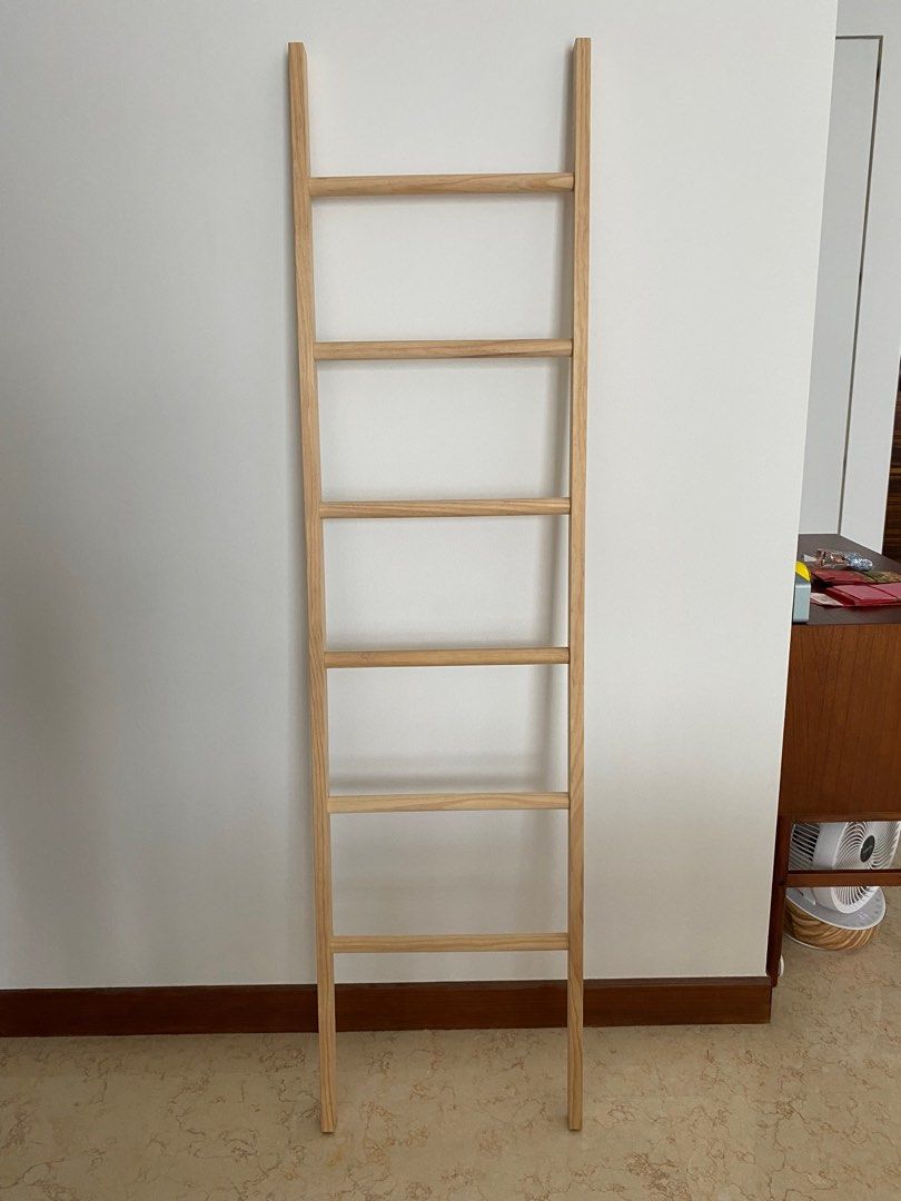 Wooden ladder rack/hanger, Furniture & Home Living, Furniture, Shelves ...