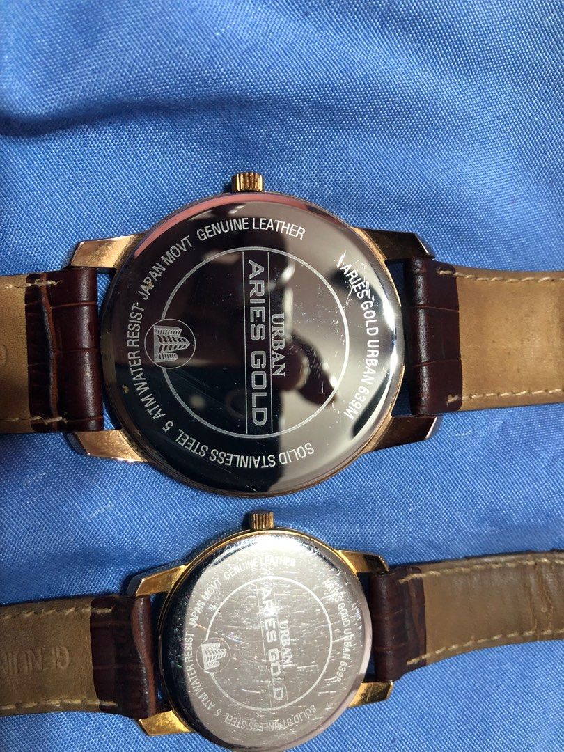 Aries gold couple watch, Luxury, Watches on Carousell
