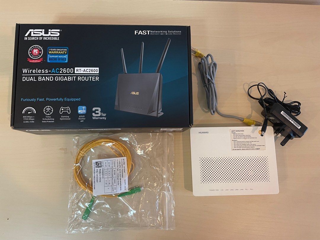 ASUS Router AC2600 + Modem (Huawei) + Accessories (complete Wifi Set ...