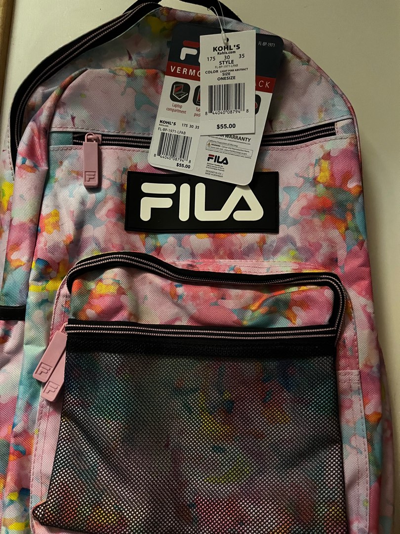 Authentic from US Fila Vermont pink abstract backpack, Women's Fashion ...