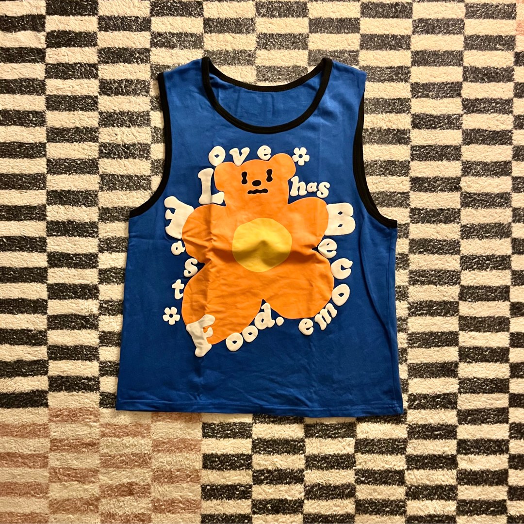 Blue Graphic HQ vest, Women's Fashion, Tops, Sleeveless on Carousell