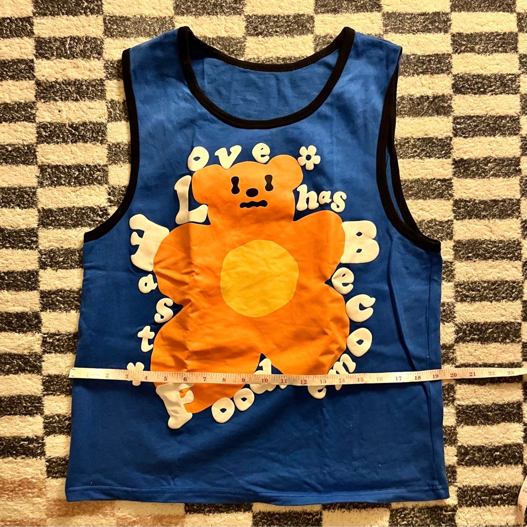 Blue Graphic HQ vest, Women's Fashion, Tops, Sleeveless on Carousell