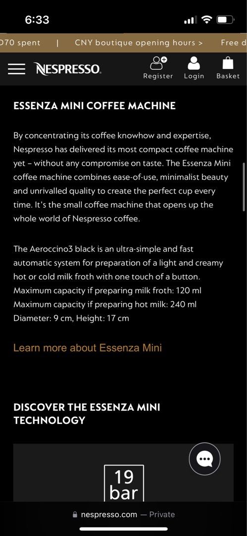 BNIB NESPRESSO Essenza Mini Ruby Red & Aeroccino Bundle, TV & Home ...