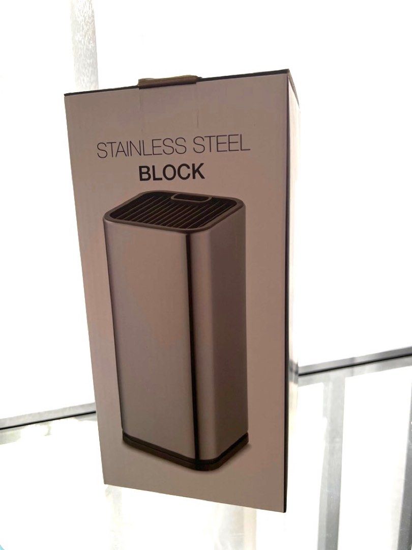 BNIB Stainless Steel Knife Block, Furniture & Home Living, Kitchenware ...