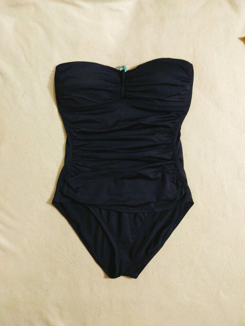 BOSTON PROPER TUMMY CONTROL BANDEAU ONE PIECE SWIMSUIT, Women's Fashion ...