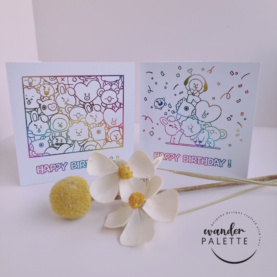 Happy Birthday Card | BT21 Inspired | Real Foil Card | Greetings Card ...