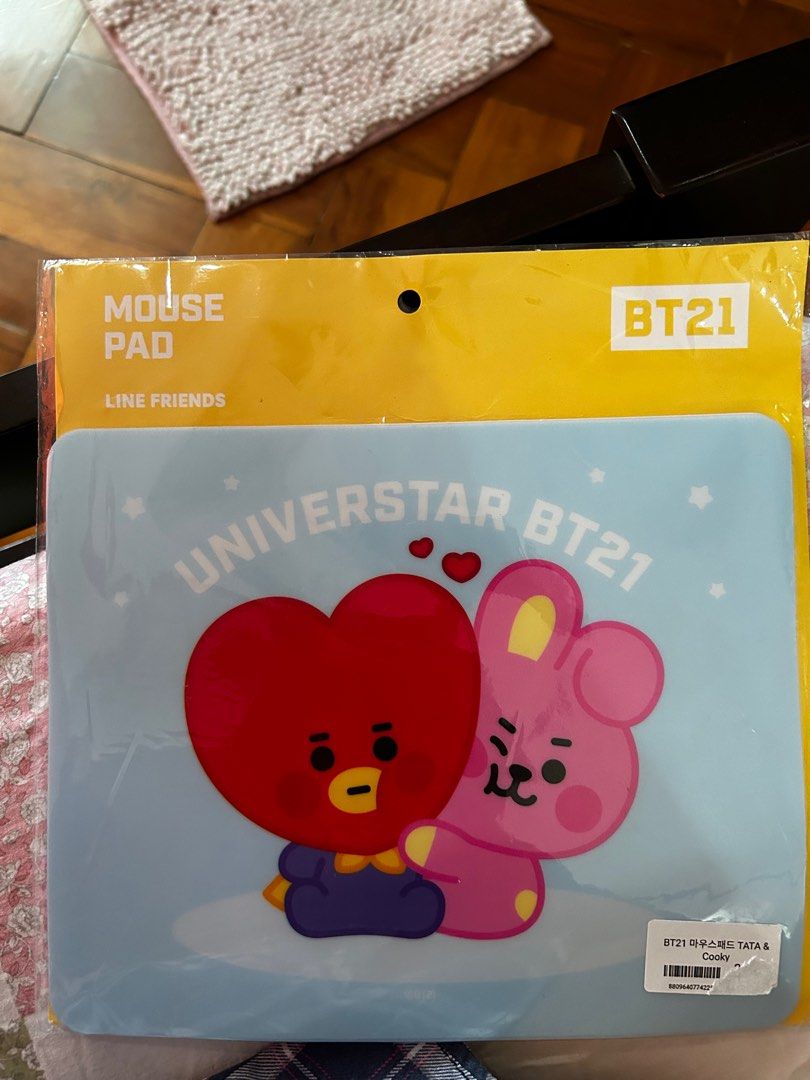 BT21 Universtar PVC Square Mouse Pad (Tata & Cooky), Computers & Tech ...