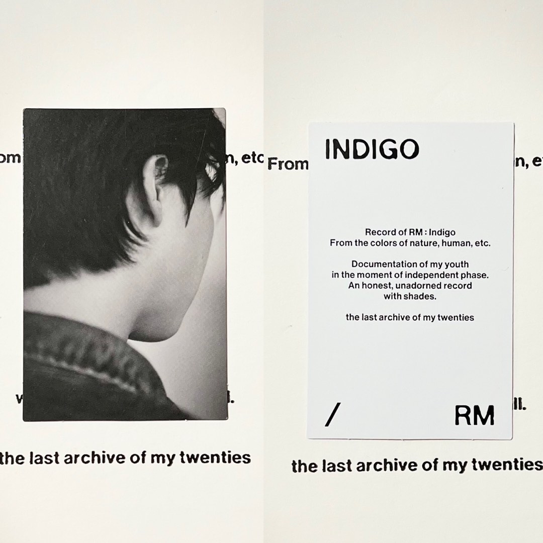 BTS RM Indigo Album (Book Edition) Random Photocard, Hobbies & Toys ...