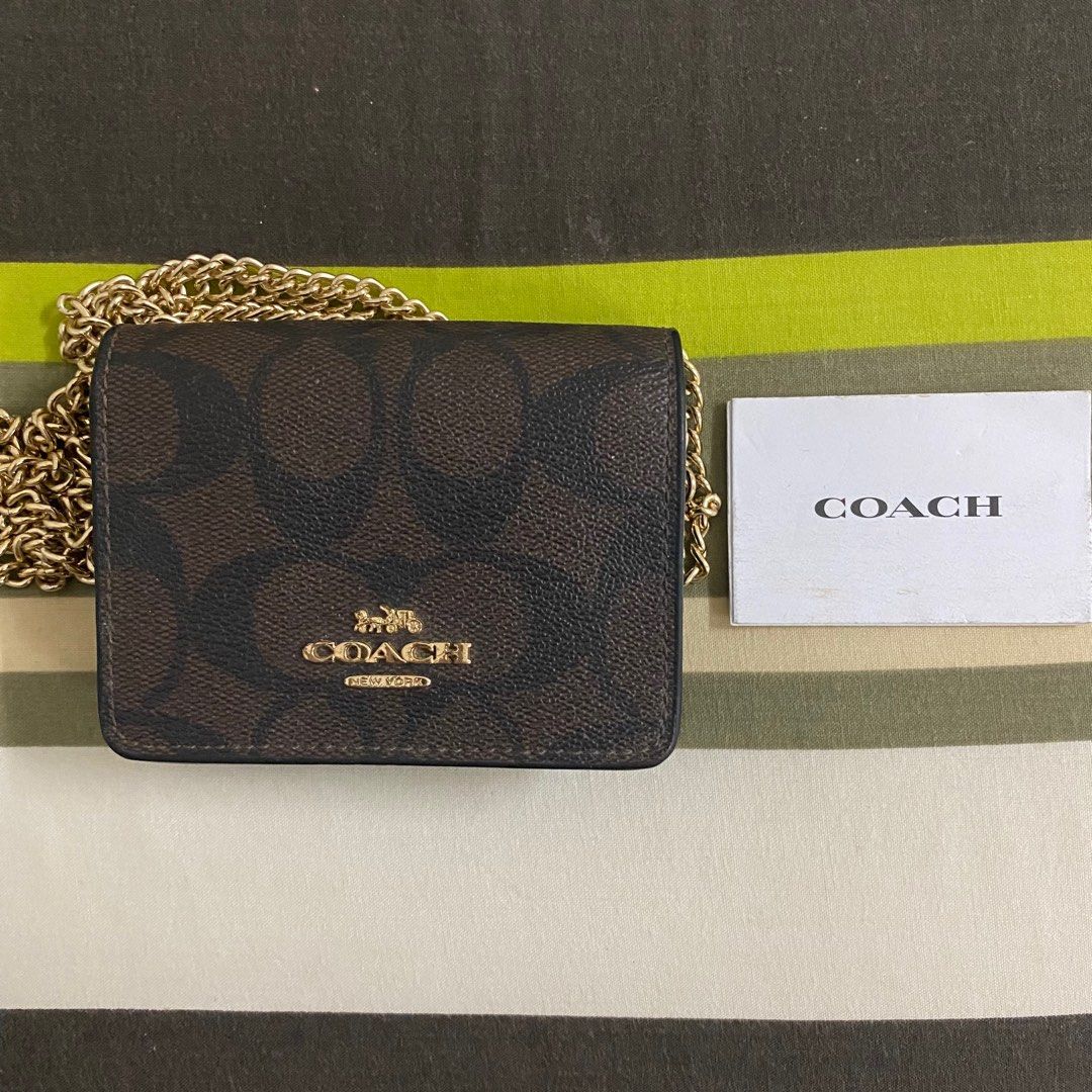 Coach Mini Wallet on Chain, Luxury, Bags & Wallets on Carousell