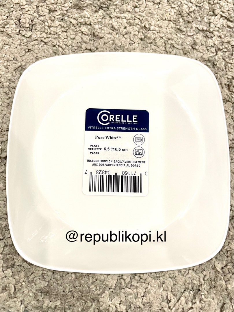 Corelle Square Pure White Bread & Butter Plate 16.5cm, Furniture & Home ...