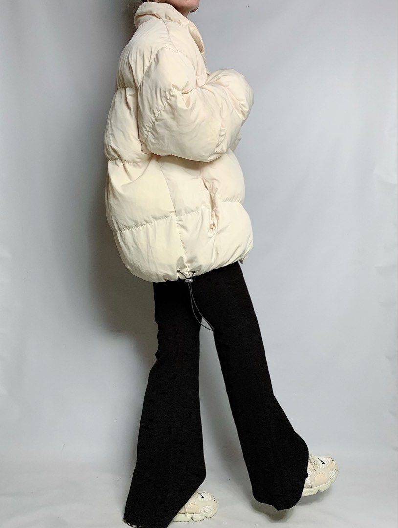 (SOLD) Cream puffer jacket, Oversized puffer jacket, Spring jacket ...
