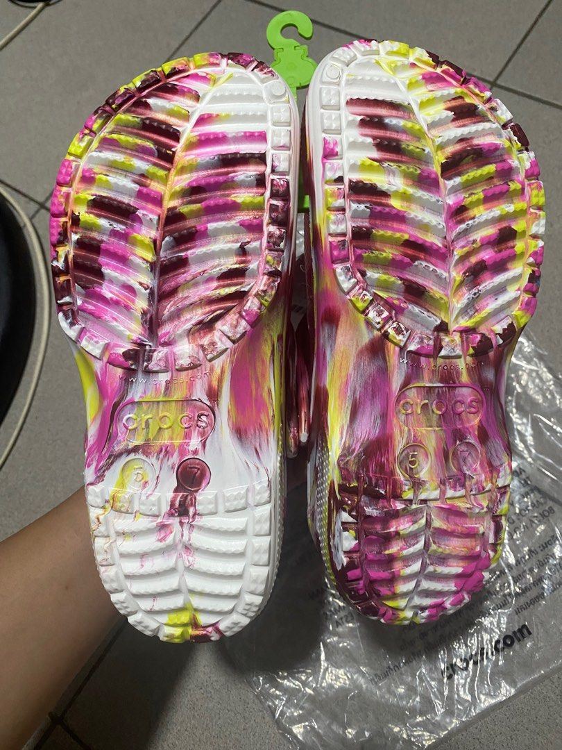 Crocs Classic Translucent Marbled Clog in Fuchsia Fun Multi, Women's ...