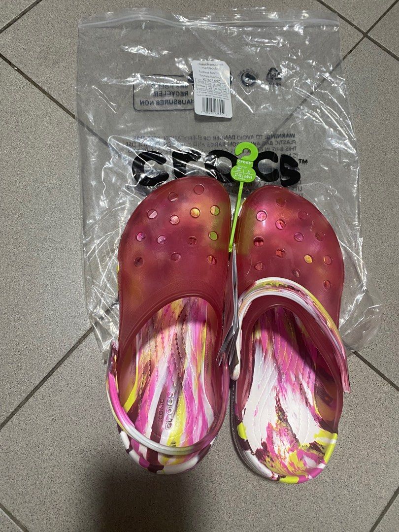 Crocs Classic Translucent Marbled Clog in Fuchsia Fun Multi, Women's ...