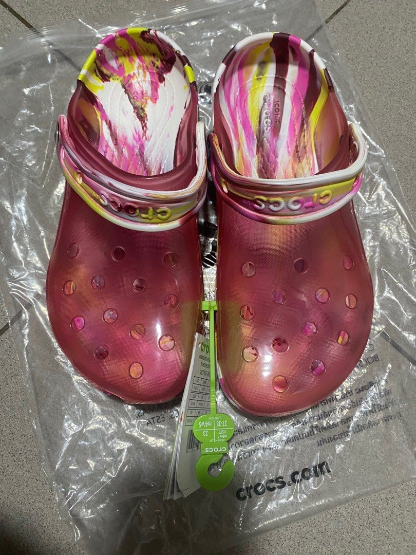 Crocs Classic Translucent Marbled Clog in Fuchsia Fun Multi, Women's ...