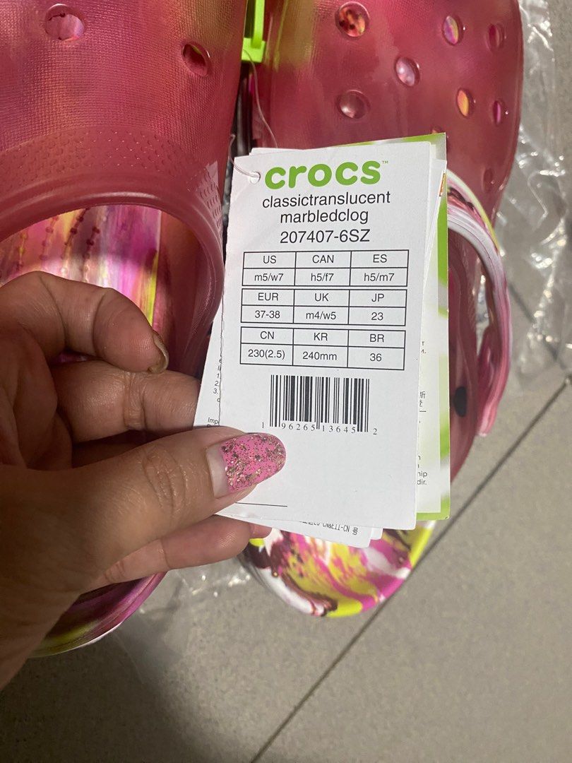 Crocs Classic Translucent Marbled Clog in Fuchsia Fun Multi, Women's ...