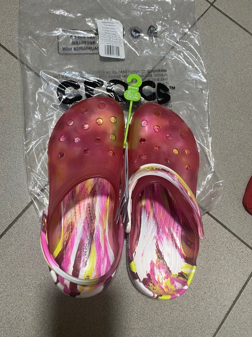 Crocs Classic Translucent Marbled Clog in Fuchsia Fun Multi, Women's ...