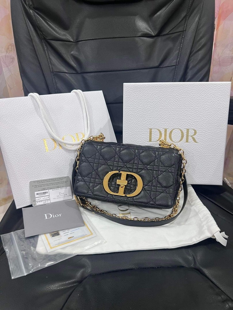 Dior Caro Small Black Calfskin, Luxury, Bags & Wallets on Carousell