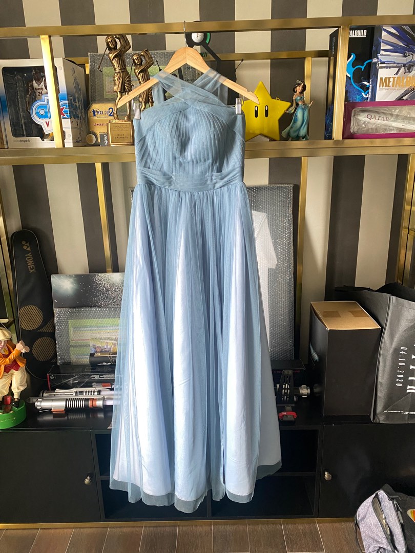 Dusty Blue Tulle Gown Evening Formal Dress, Women's Fashion, Dresses & Sets, Evening dresses ...