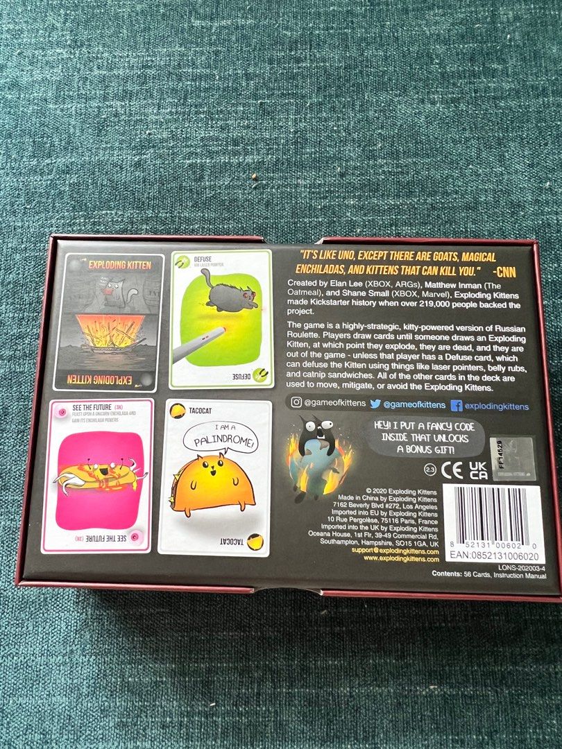 Exploding kittens game, Hobbies & Toys, Toys & Games on Carousell