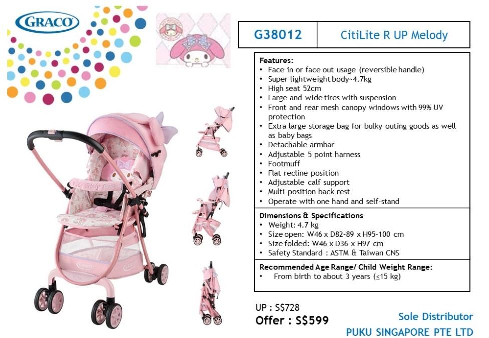Graco Citilite R Up My Melody Stroller, Babies & Kids, Going Out ...