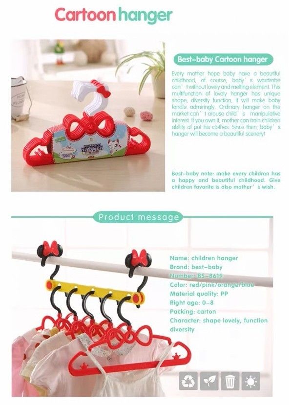 HELLO KITTY Kids Hanger Set / 29cm Clothes Hanger w/ Hook Eco-friendly ...