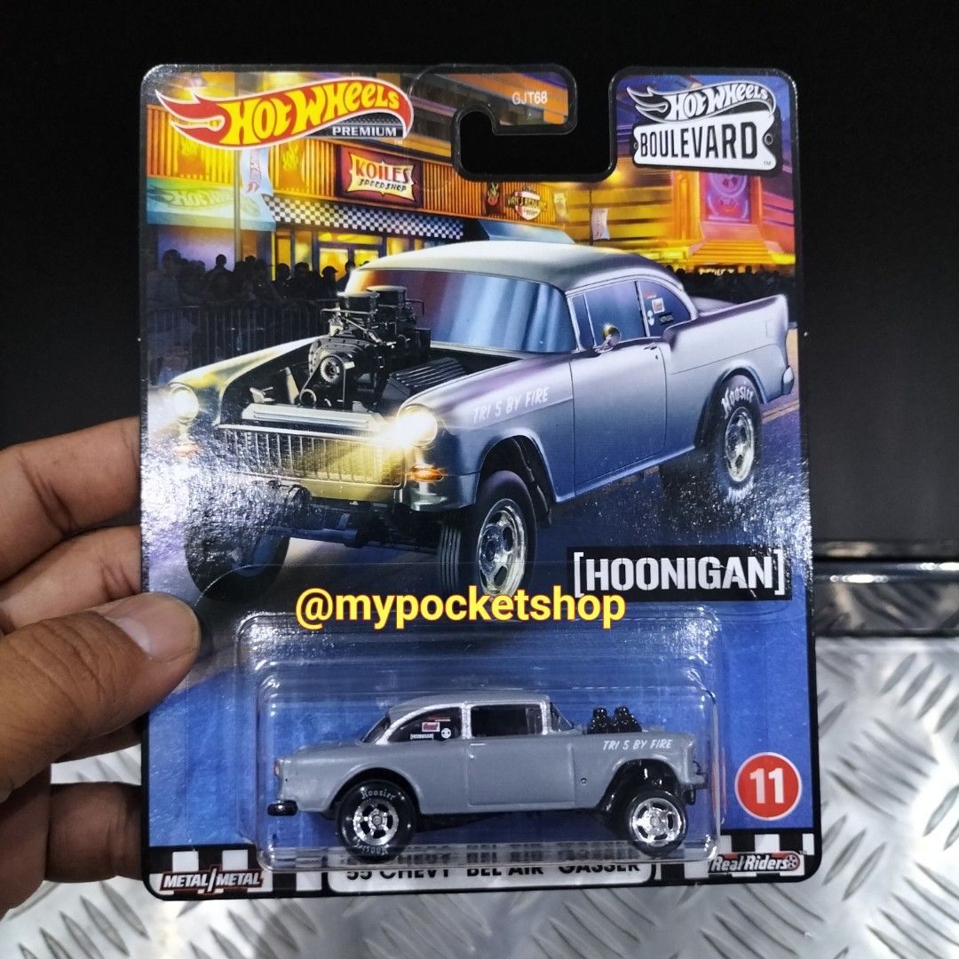 (RESERVED) Hot Wheels '55 CHEVY BEL AIR GASSER - Black Chrome Engine ...