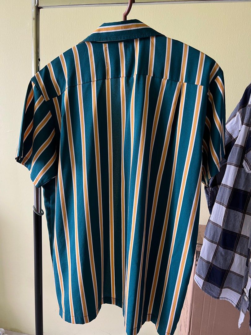 HUCK 1980 Yellow/Green Striped Shirt, Men's Fashion, Tops & Sets ...