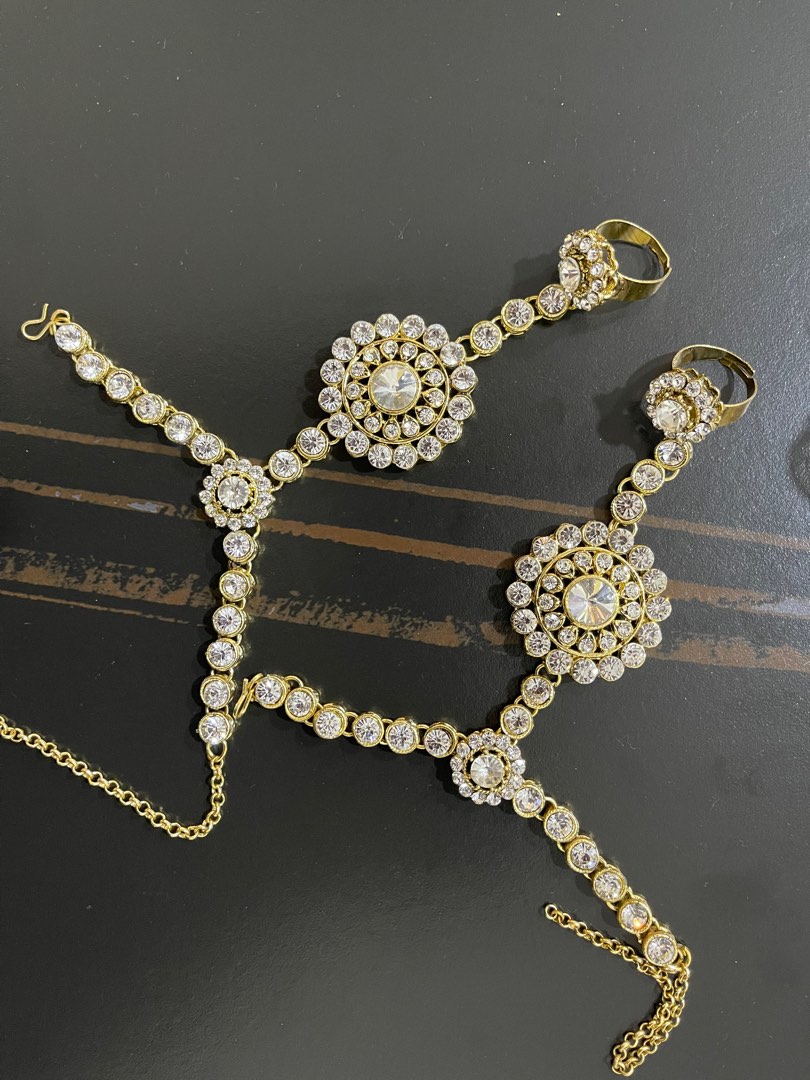 Indian Bridal Hand Chain And Bracelet, Women's Fashion, Jewelry ...