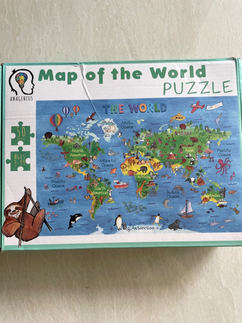 Jigsaw map of the world 50 pieces, Hobbies & Toys, Toys & Games on ...
