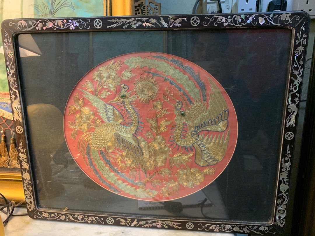 Mother of Pearl Frame Phoenix Embroidery, Furniture & Home Living, Home ...