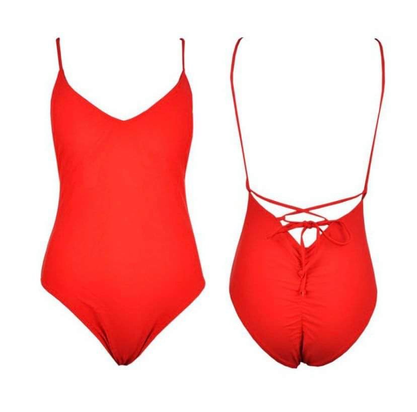 One Piece Red Swimsuit, Women's Fashion, Swimwear, Bikinis & Swimsuits ...