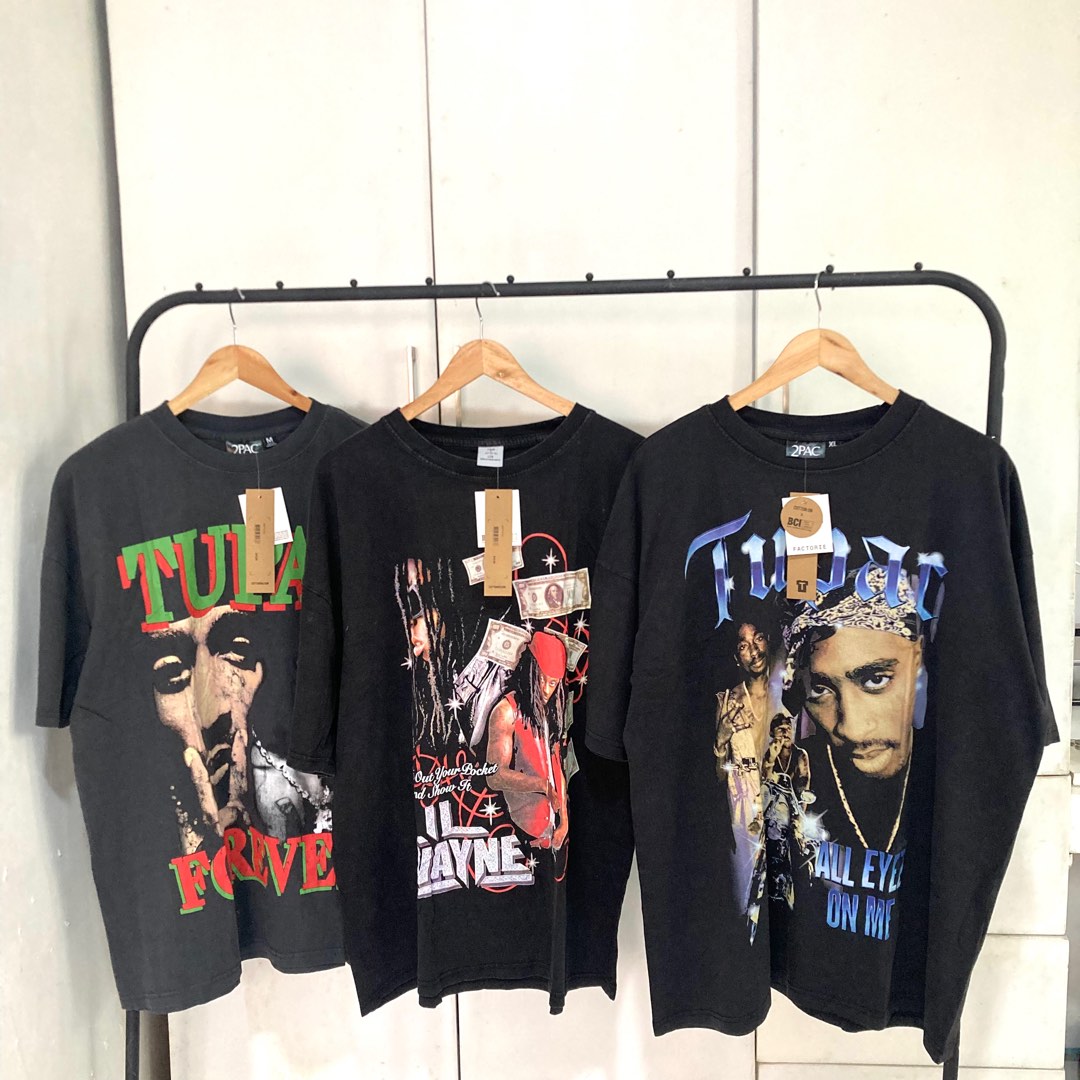 Oversized Vintage Rap Tee Shirts - Tupac Shakur and Lil Wayne, Men's ...
