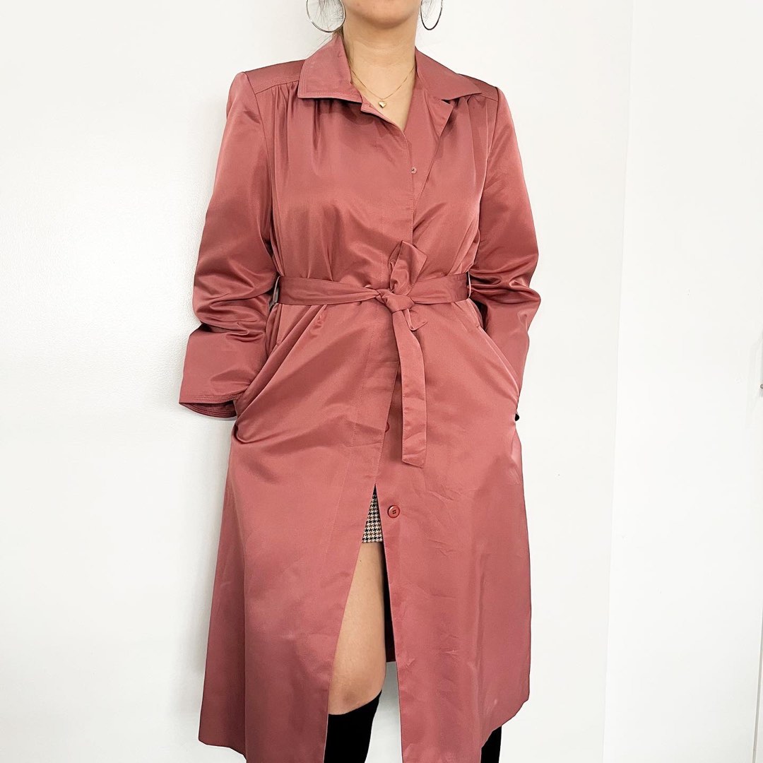 Pink / Old Rose Trench Coat, Women's Fashion, Coats, Jackets and ...