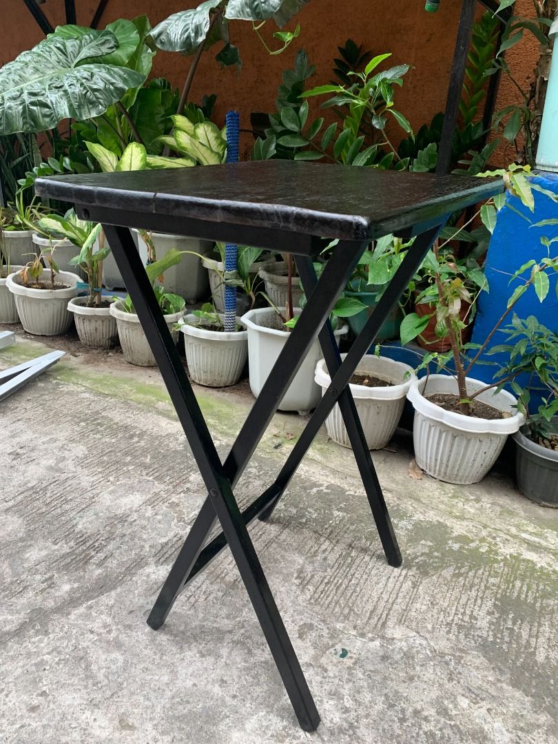 Plain Black Small Wooden Foldable Table, Furniture & Home Living ...