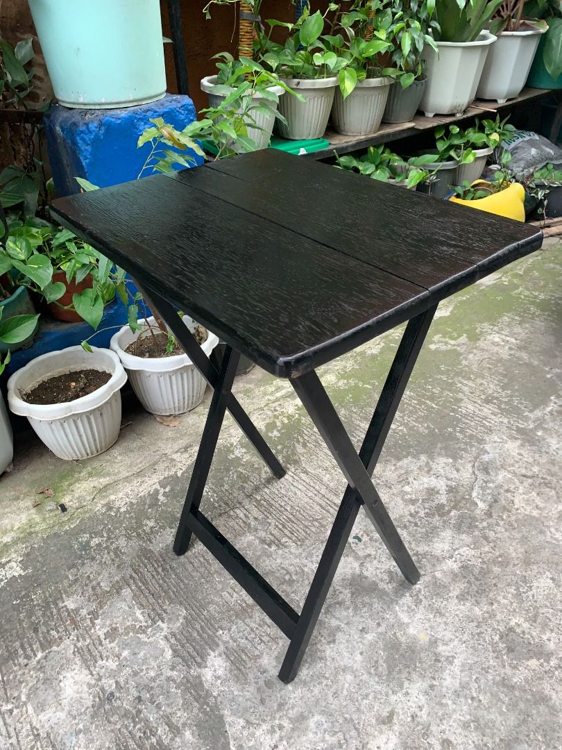 Plain Black Small Wooden Foldable Table, Furniture & Home Living ...