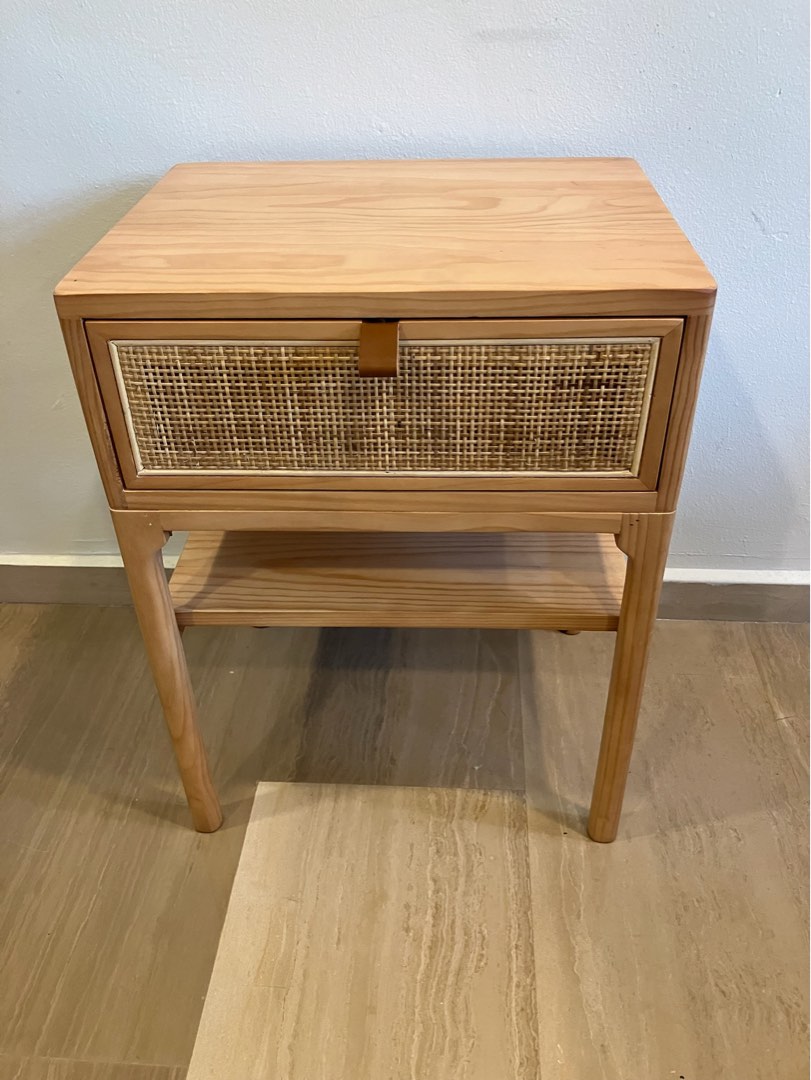 Rattan Wooden Bedside Table, Furniture & Home Living, Furniture, Tables ...