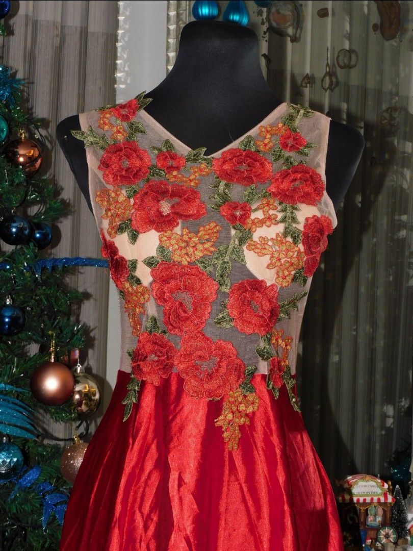 Red See through Gown, Women's Fashion, Dresses & Sets, Evening dresses ...