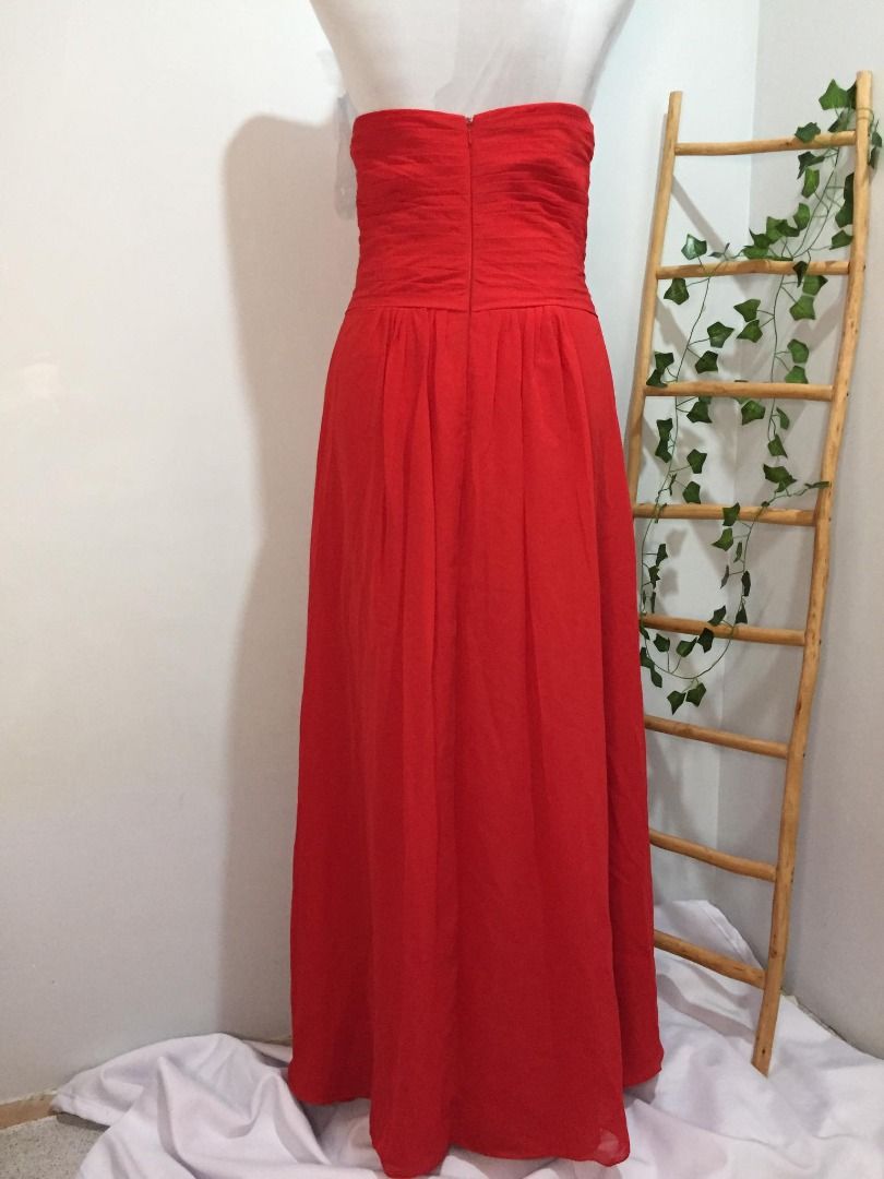 Red Tube Long Evening Gown with High Slit, Women's Fashion, Dresses ...