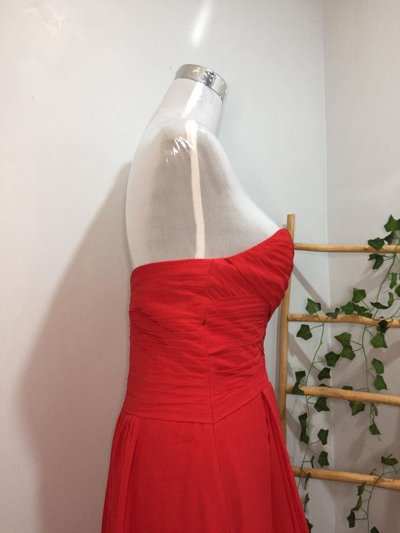 Red Tube Long Evening Gown with High Slit, Women's Fashion, Dresses ...