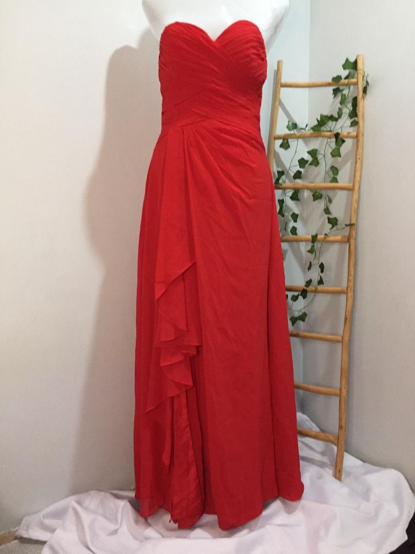 Red Tube Long Evening Gown with High Slit, Women's Fashion, Dresses ...
