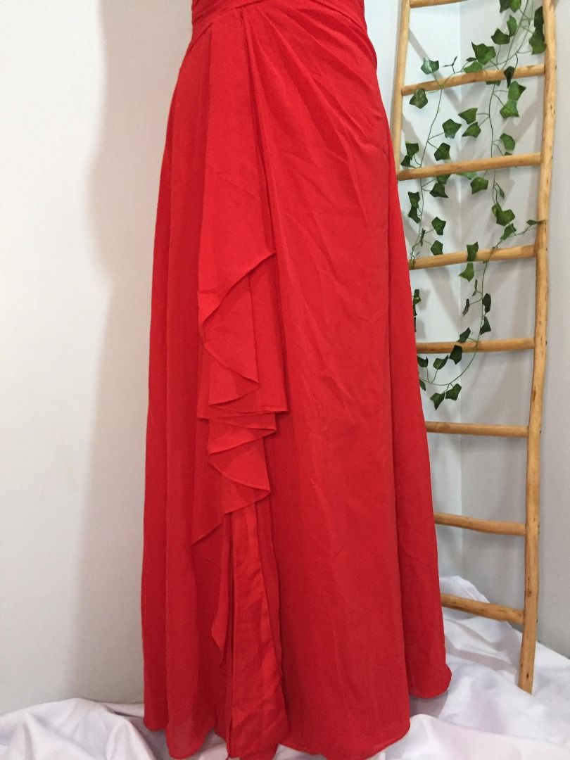 Red Tube Long Evening Gown with High Slit, Women's Fashion, Dresses ...
