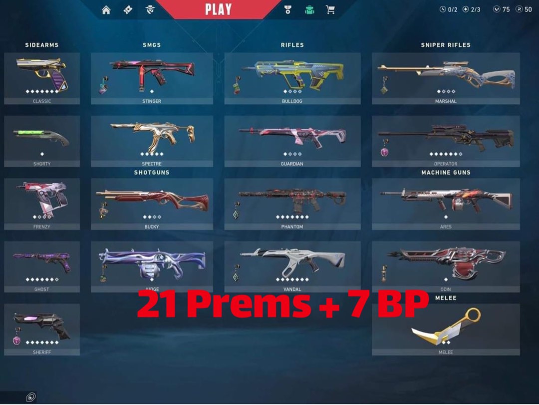 RGX VANDAL/PHANTOM/FIREFLY + CHAOS OPERATOR, 21 PREMIUM+7 BP VALORANT ...