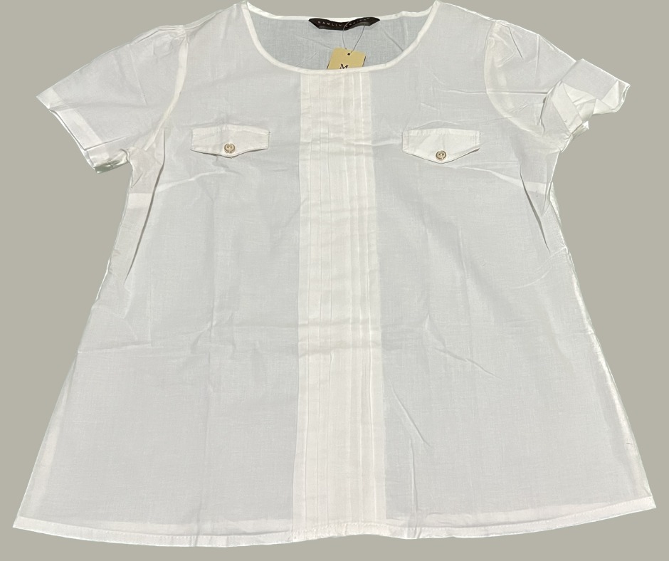 Samlin Medium White Blouse, Women's Fashion, Tops, Blouses on Carousell