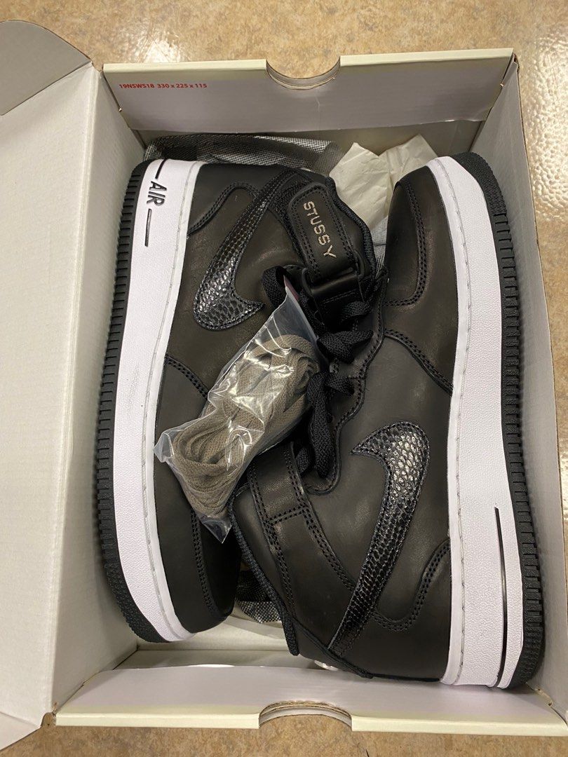 STUSSY AIR FORCE 1 MID BLACK 9.5, Men's Fashion, Footwear, Sneakers on ...