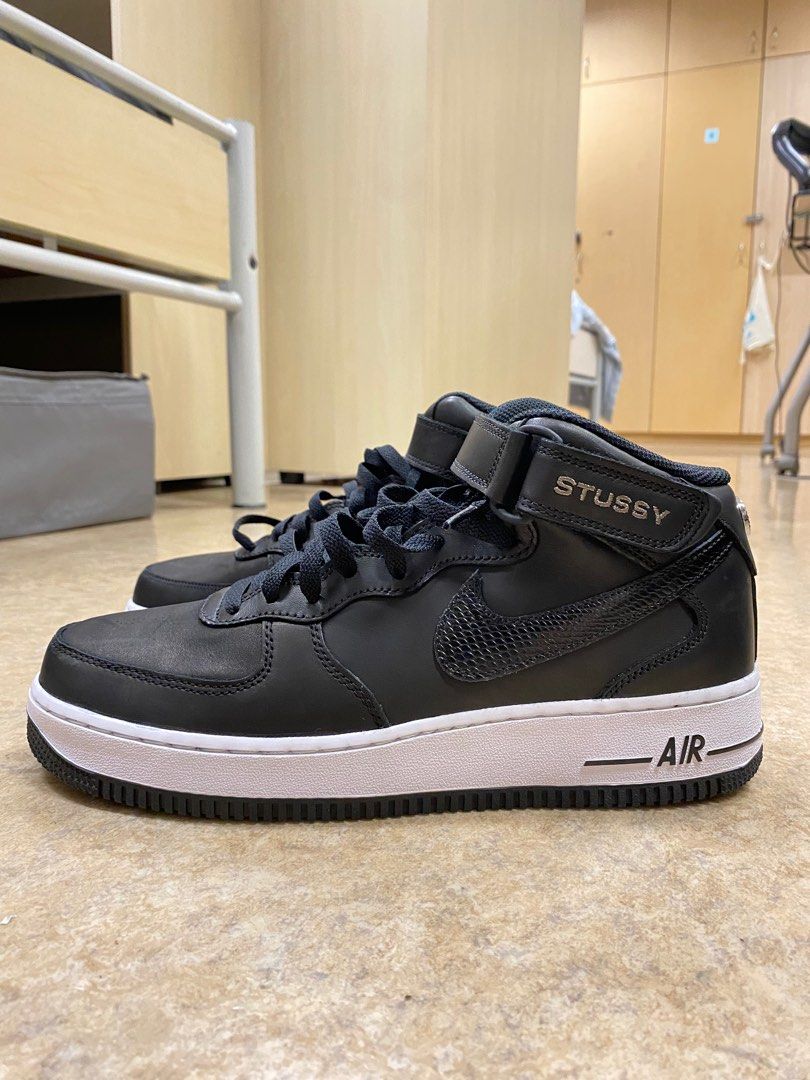 STUSSY AIR FORCE 1 MID BLACK 9.5, Men's Fashion, Footwear, Sneakers on ...