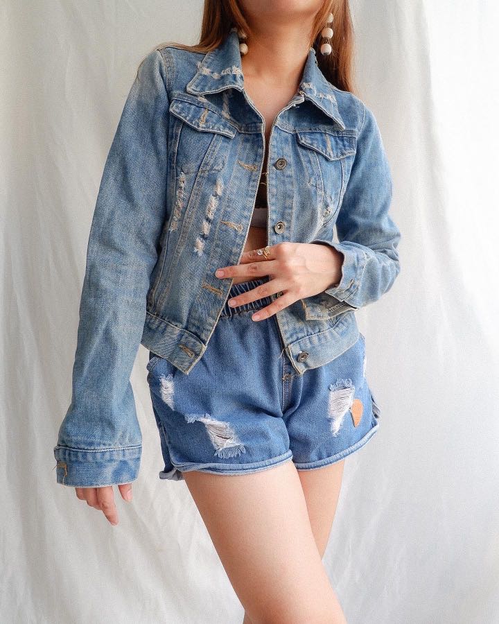 Tattered denim jacket, Women's Fashion, Coats, Jackets and Outerwear on ...