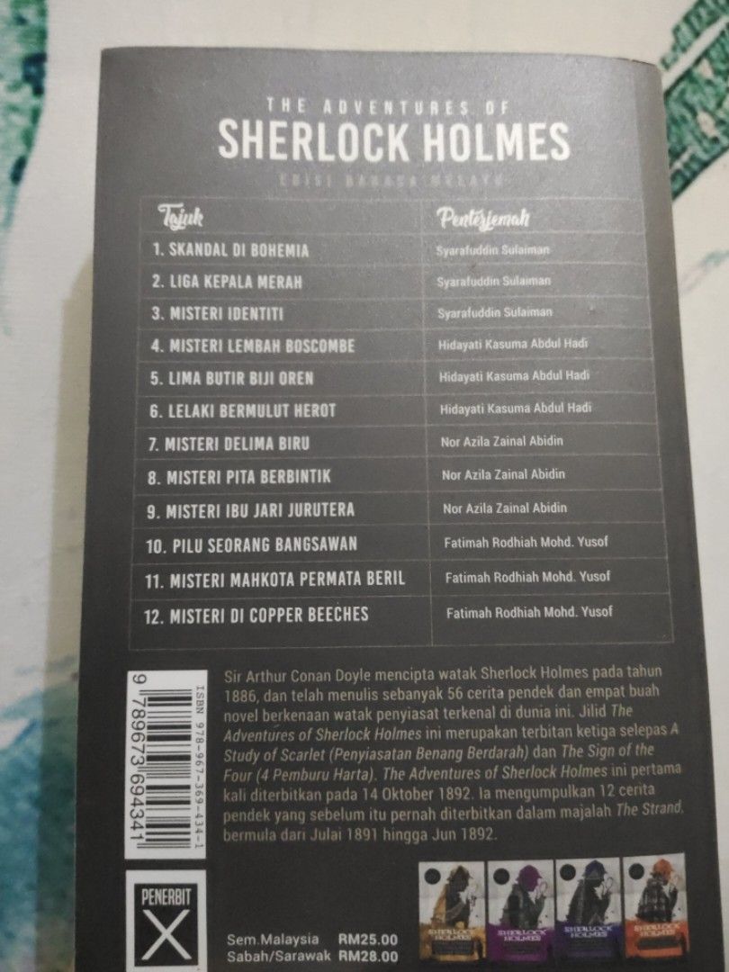 The Adventure of Sherlock Holmes Edisi Bahasa Melayu, Hobbies & Toys ...