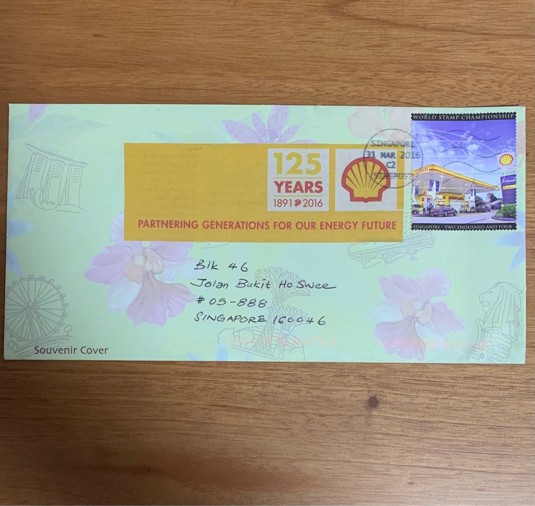 Unusual Shell Oil 125 years cover cancelled 2016 - self made with ...